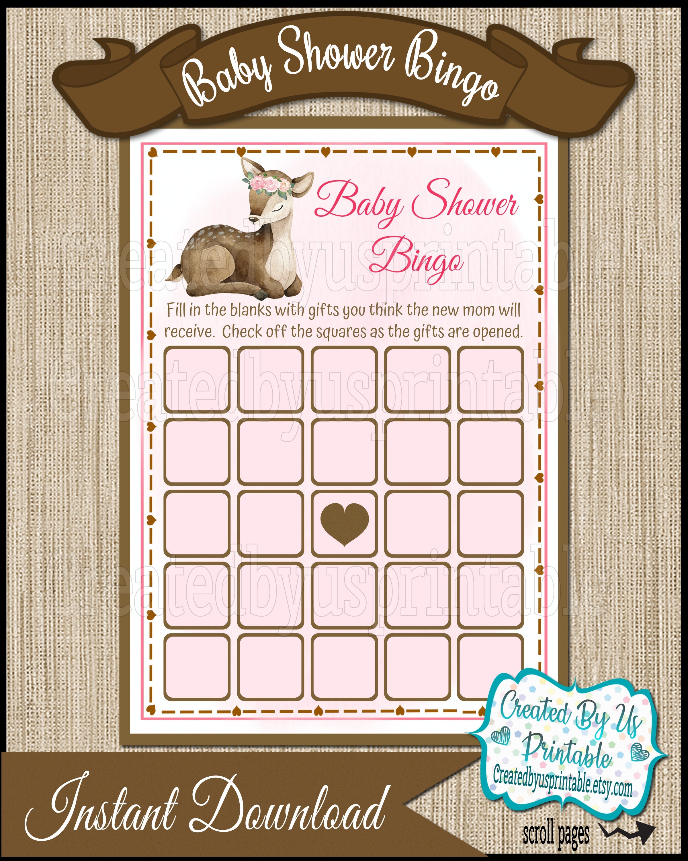 Deer Baby Shower Games Printable Game Bundle Package Baby Deer | Etsy