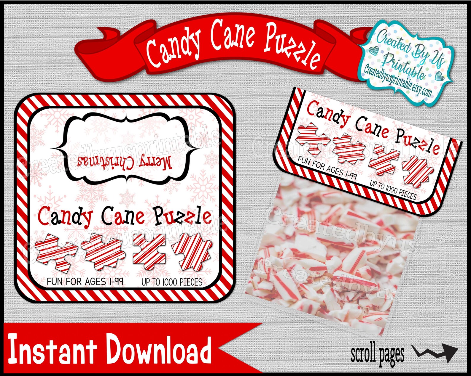 Candy Cane Puzzle Bag Toppers Christmas Bag Topper Kids Christmas ...