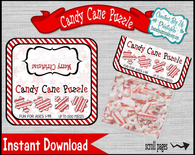 Editable Christmas Candy Cane Puzzle White Elephant Gag Gift | Secret ...
