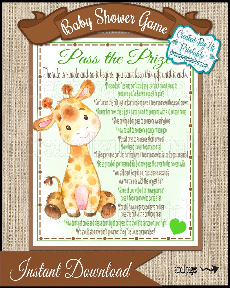 Giraffe Baby Shower Games Printable Game Bundle Package Baby - Etsy