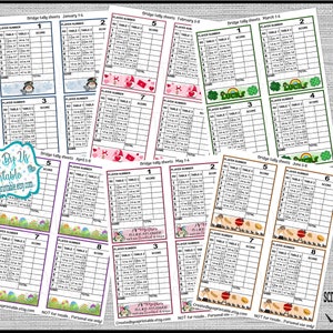 Bridge Tally Cards Bridge Tally Sheets Month Themed Bridge Game ...