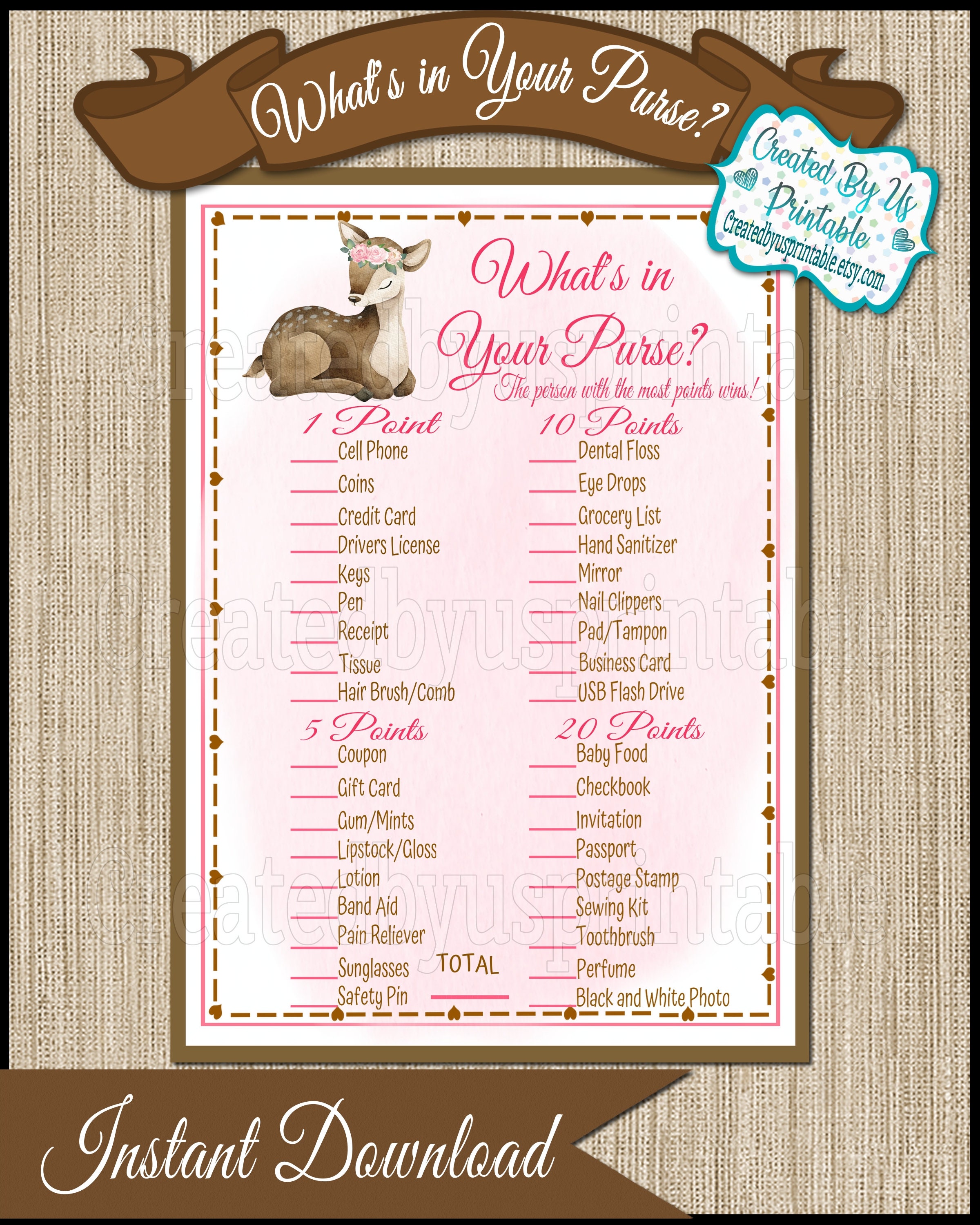 Deer Baby Shower Games Printable Game Bundle Package Baby Deer | Etsy