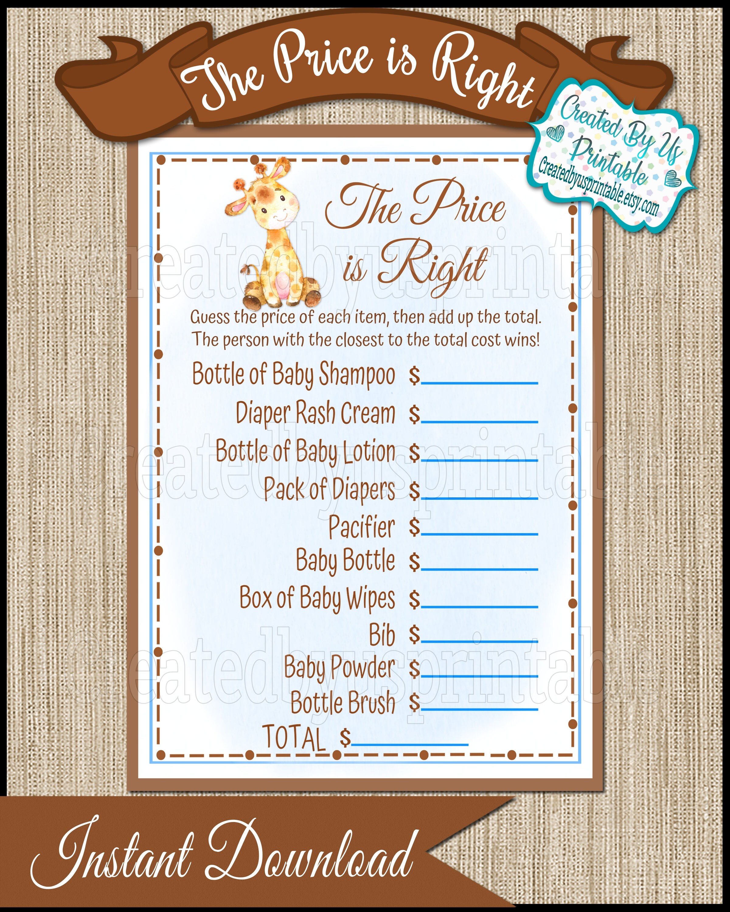 Giraffe Baby Shower Games Printable Game Bundle Package Baby | Etsy