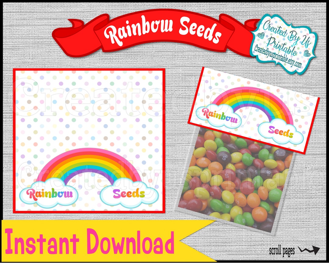 Rainbow Seeds bag toppers St Patricks day favors Saint Patricks Day ...