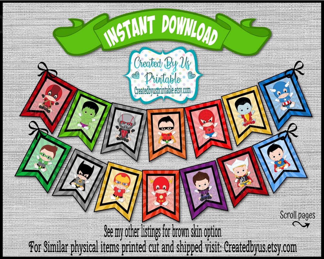 INSTANT DOWNLOAD Baby Superhero Banner Ends Baby Boy Banner Super Hero ...