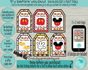 Mickey Mouse Tags | Etsy