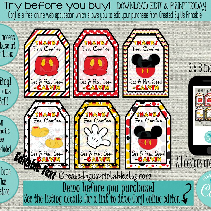 Mickey Name Tag - Etsy