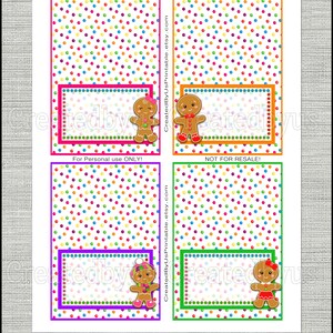 Gingerbread House Candy Signs Gingerbread Man Food Tent Card INSTANT ...