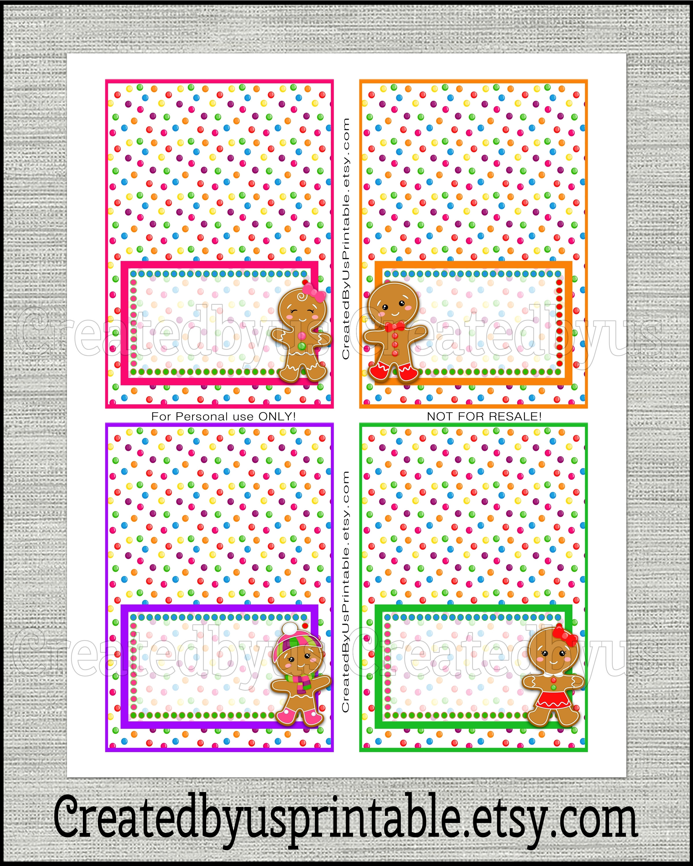 Gingerbread House Candy Signs Gingerbread Man Food Tent Card INSTANT ...
