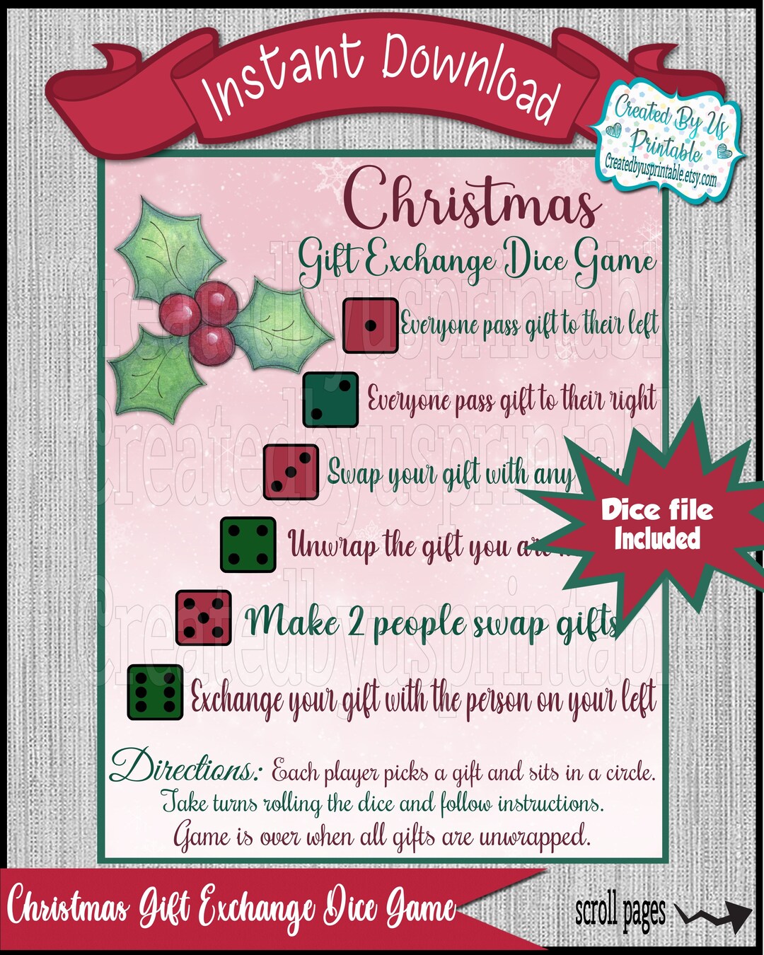 Gift Exchange Dice Game Christmas Party Games for Kids and Adults Candy ...