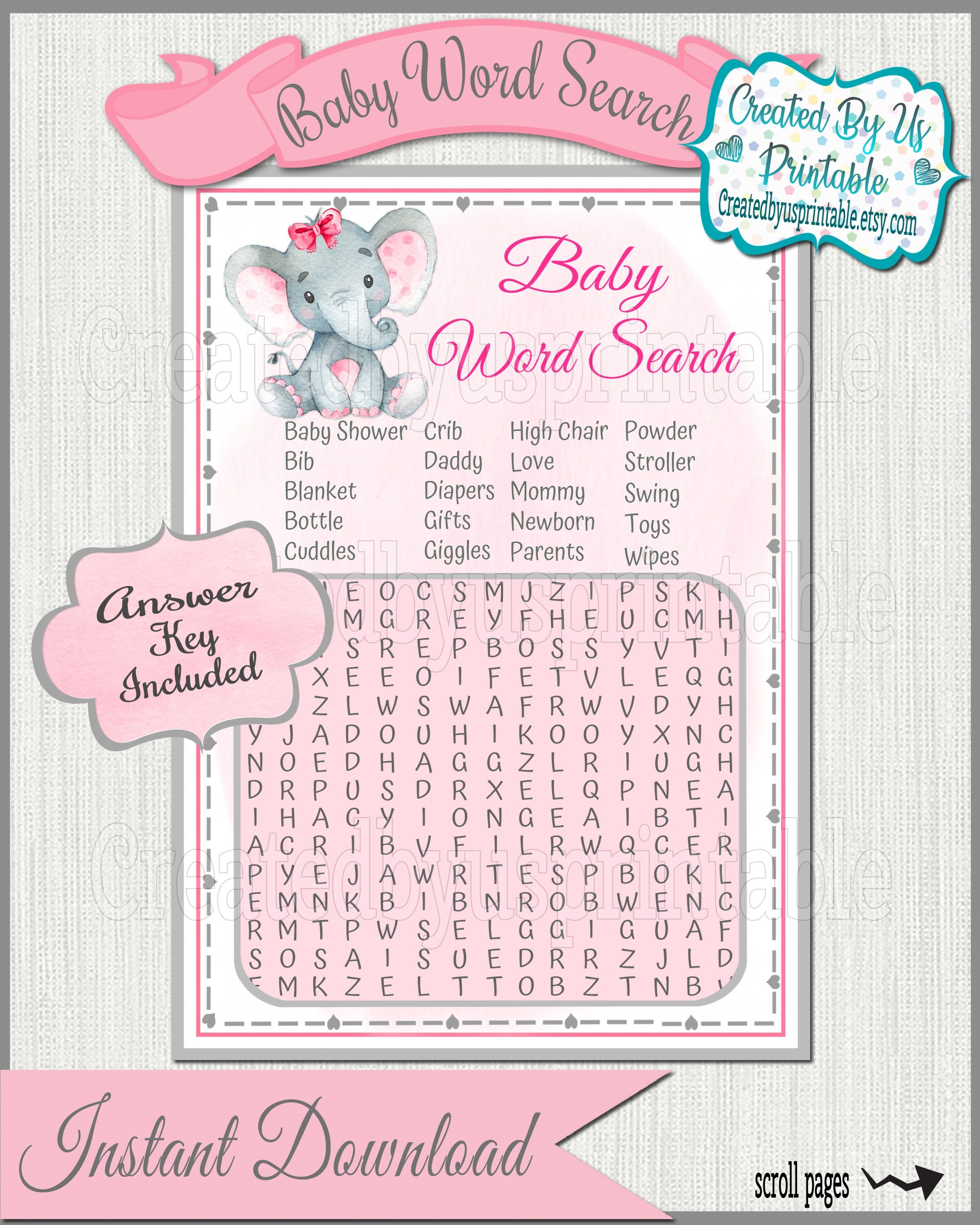 Elephant Baby Shower Games Printable Game Bundle Package Baby - Etsy