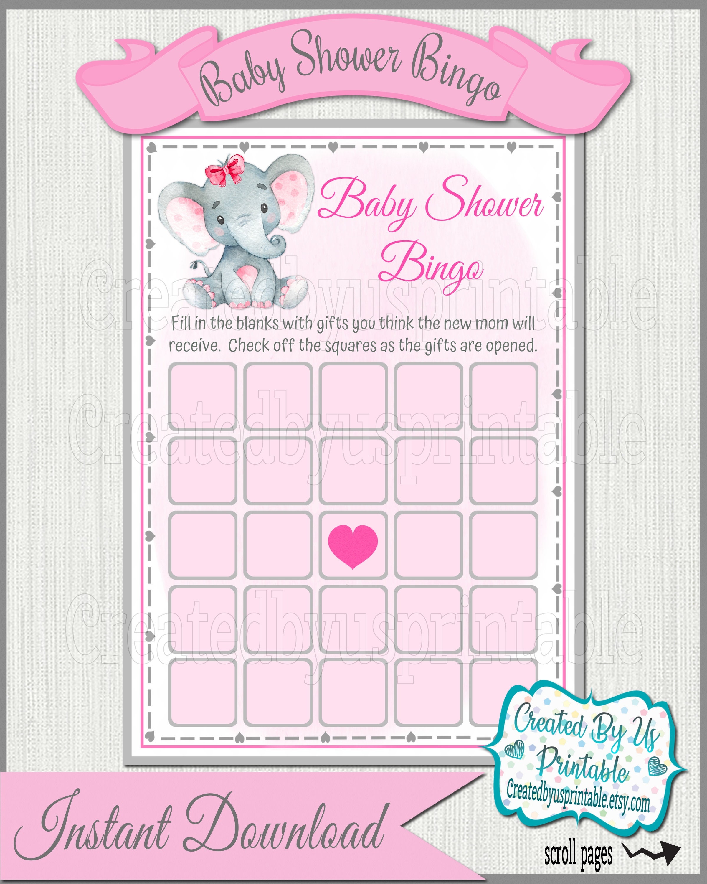 Elephant Baby Shower Games Printable Game Bundle Package Baby Elephant ...