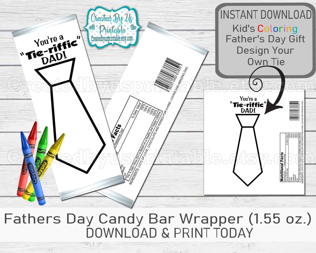 Father's Day Grandpa Candy Bar Wrapper: Kids Coloring Activity (digital ...