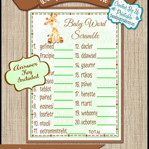 Giraffe Baby Shower Games Printable Game Bundle Package Baby Giraffe ...