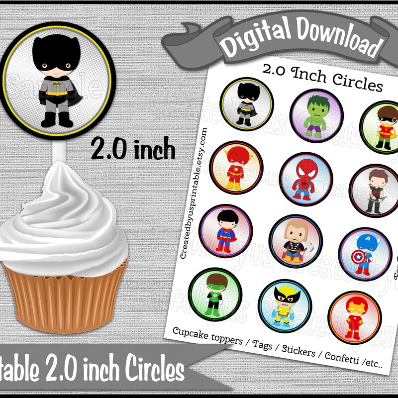Super Hero Cupcake Toppers - Etsy