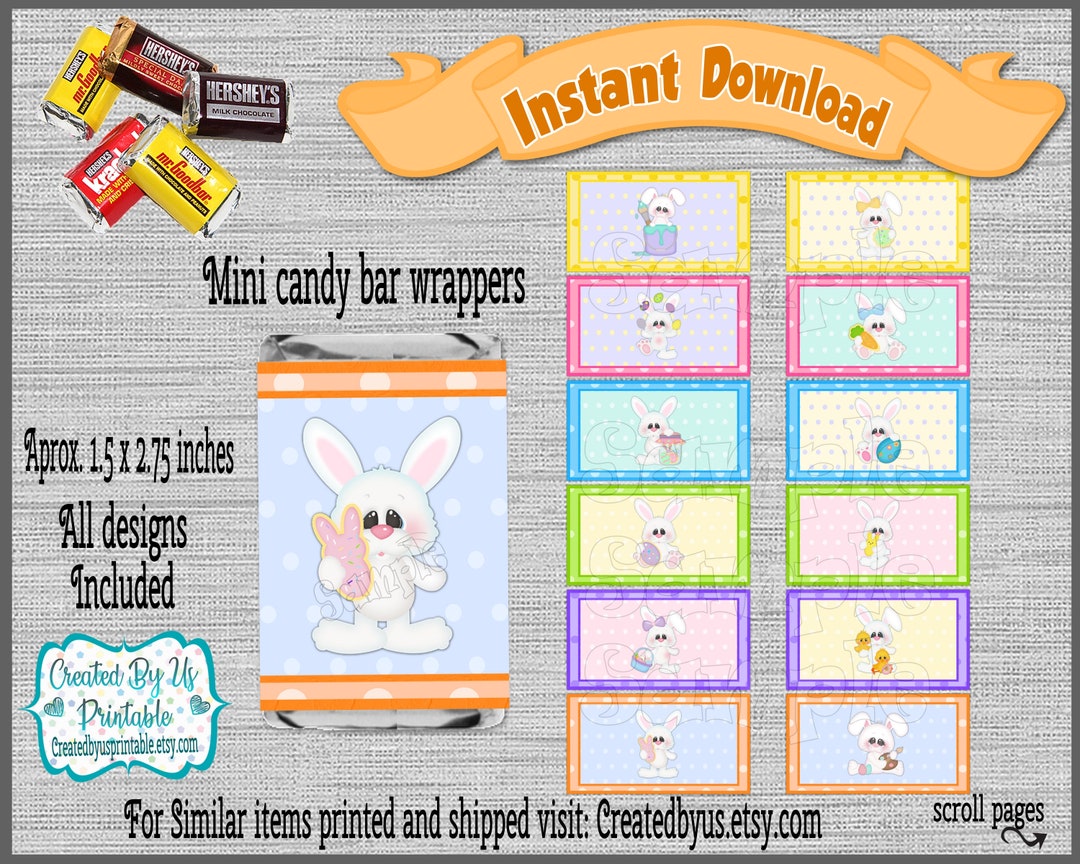 INSTANT DOWNLOAD Mini Easter Candy Bar Wrappers Easter Baby Shower ...