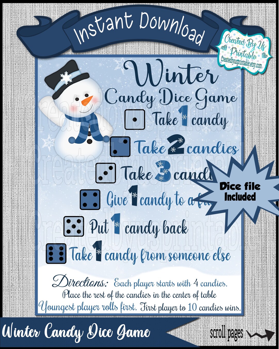 Candy Dice Game Christmas Party Games for Kids and Adults Candy Games ...