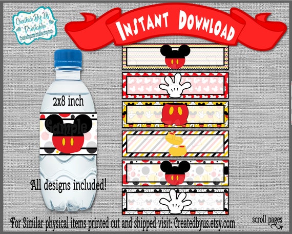 INSTANT DOWNLOAD Mickey Mouse Water Bottle Labels First - Etsy