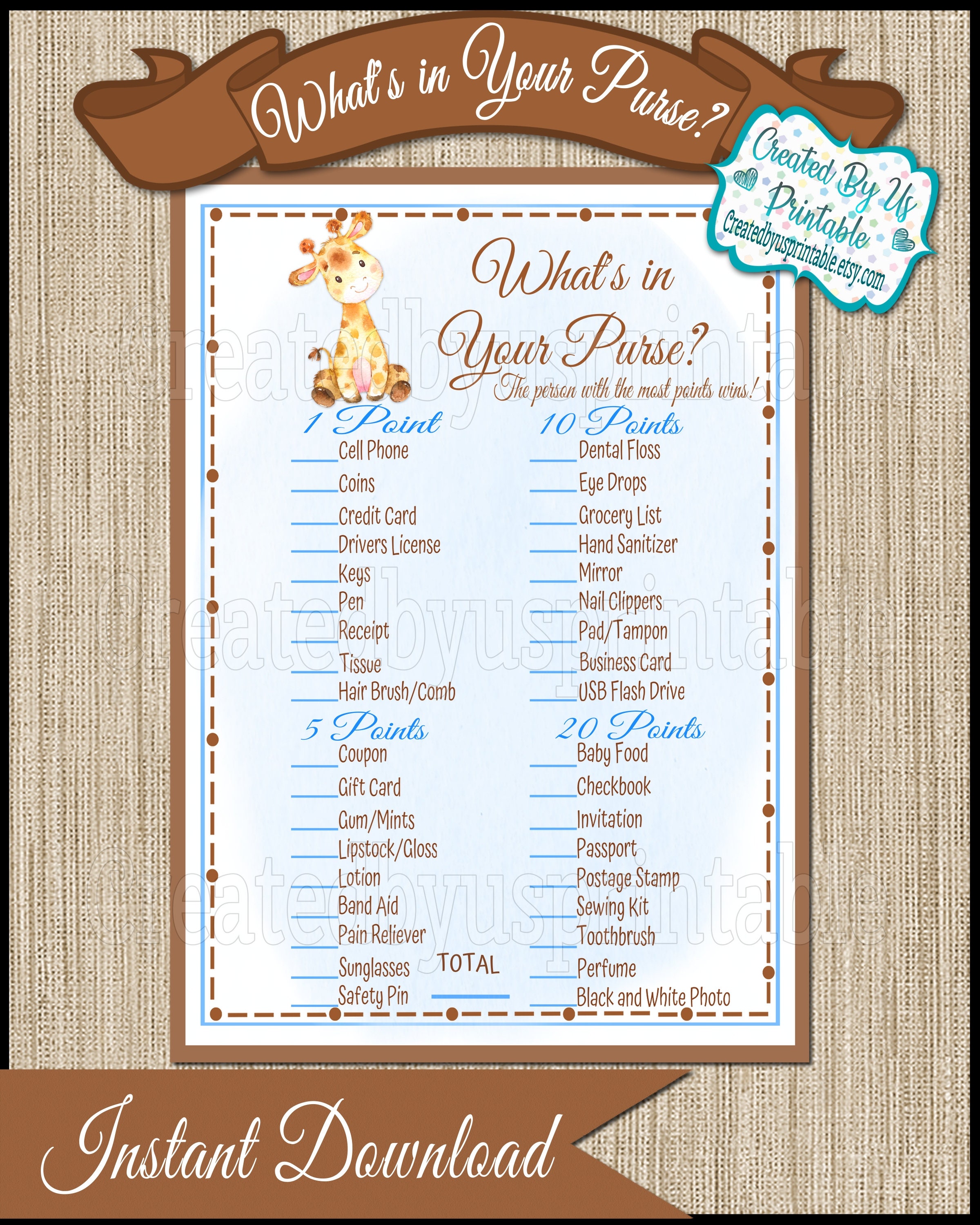 Giraffe Baby Shower Games Printable Game Bundle Package Baby Giraffe ...