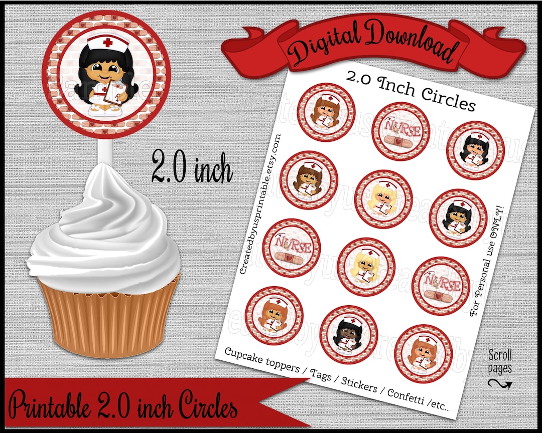 Nurse Cupcake Toppers, Medical Retirement Party Decor (digital Download ...