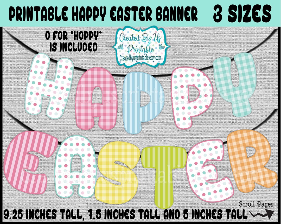 Happy Easter Banner Hoppy Easter Banner Digital Easter Sign Printable ...