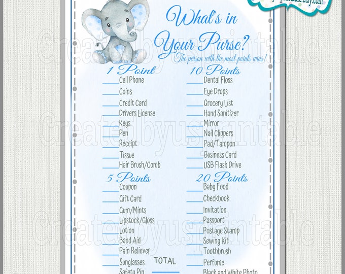 Elephant Baby Shower Games Package, Printable INSTANT DOWNLOAD Digital ...
