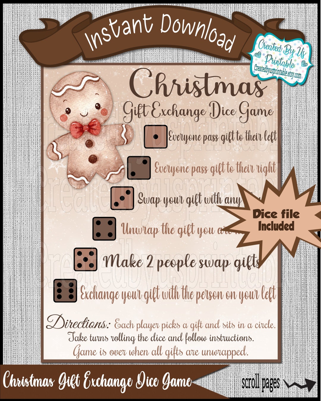 Gift Exchange Dice Game Christmas Party Games for Kids and Adults Candy ...