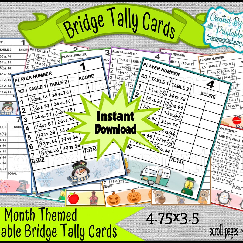 Bridge Tally Cards - Etsy