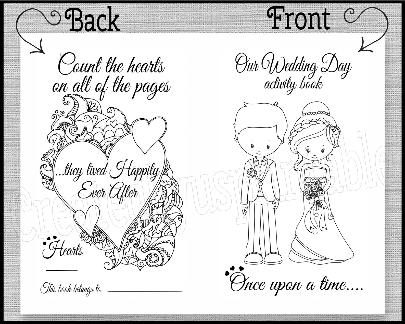 INSTANT DOWNLOAD Wedding Coloring Book Children's Activity Book 16 ...