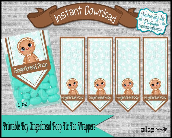 Boy Gingerbread Poop Mint Labels Christmas Candy Gifts Party - Etsy