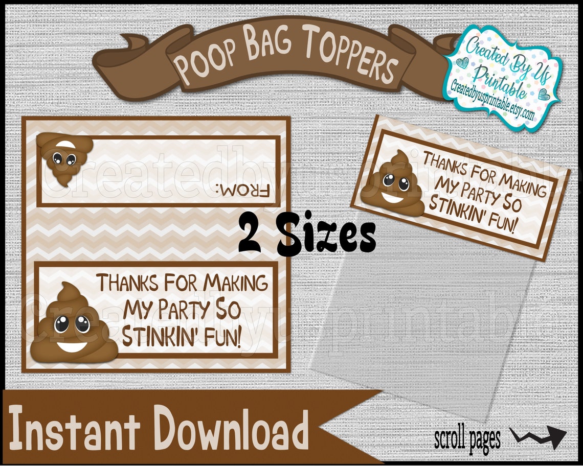 Poop Emoji Bag Toppers Poop Emoji Birthday Party Treat Toppers | Etsy