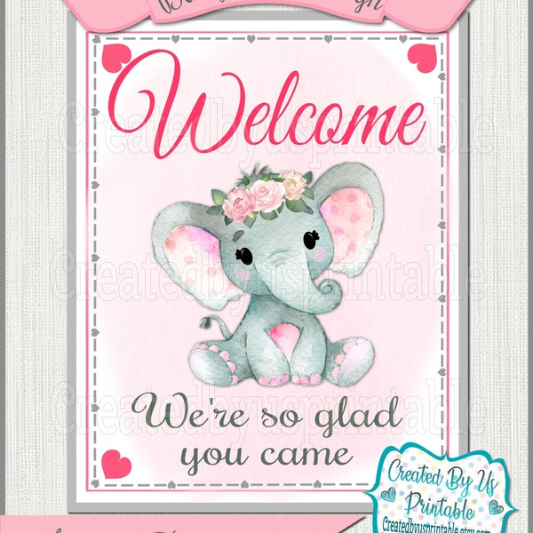 Pink Elephant Banner - Etsy