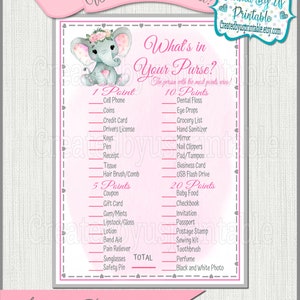 Elephant Baby Shower Game Girl Elephant What's in Your - Etsy