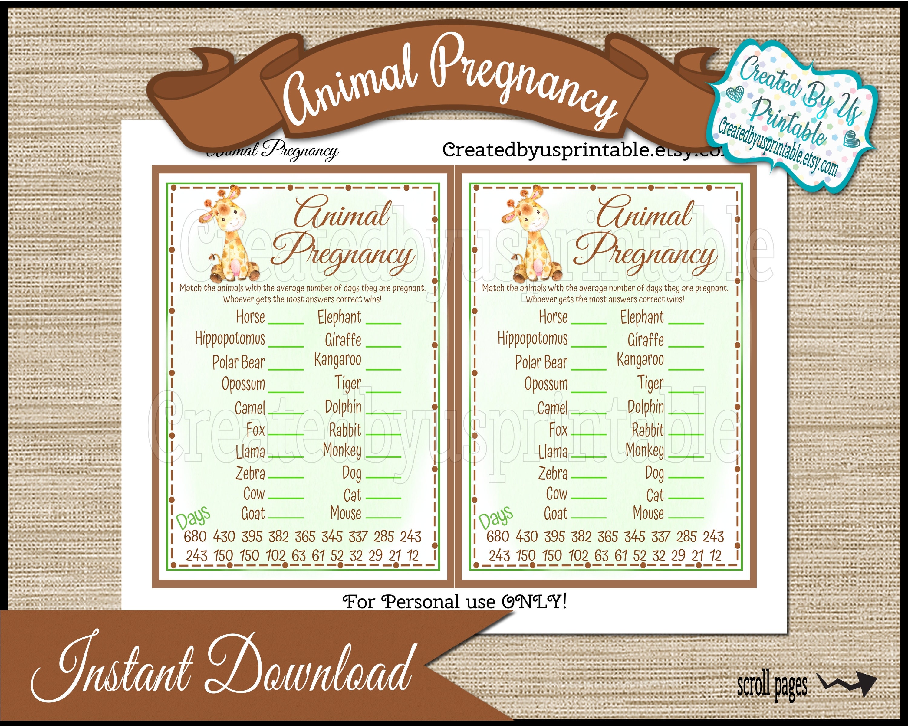 Giraffe Baby Shower Game Boy Giraffe Animal Pregnancy Game Animal ...