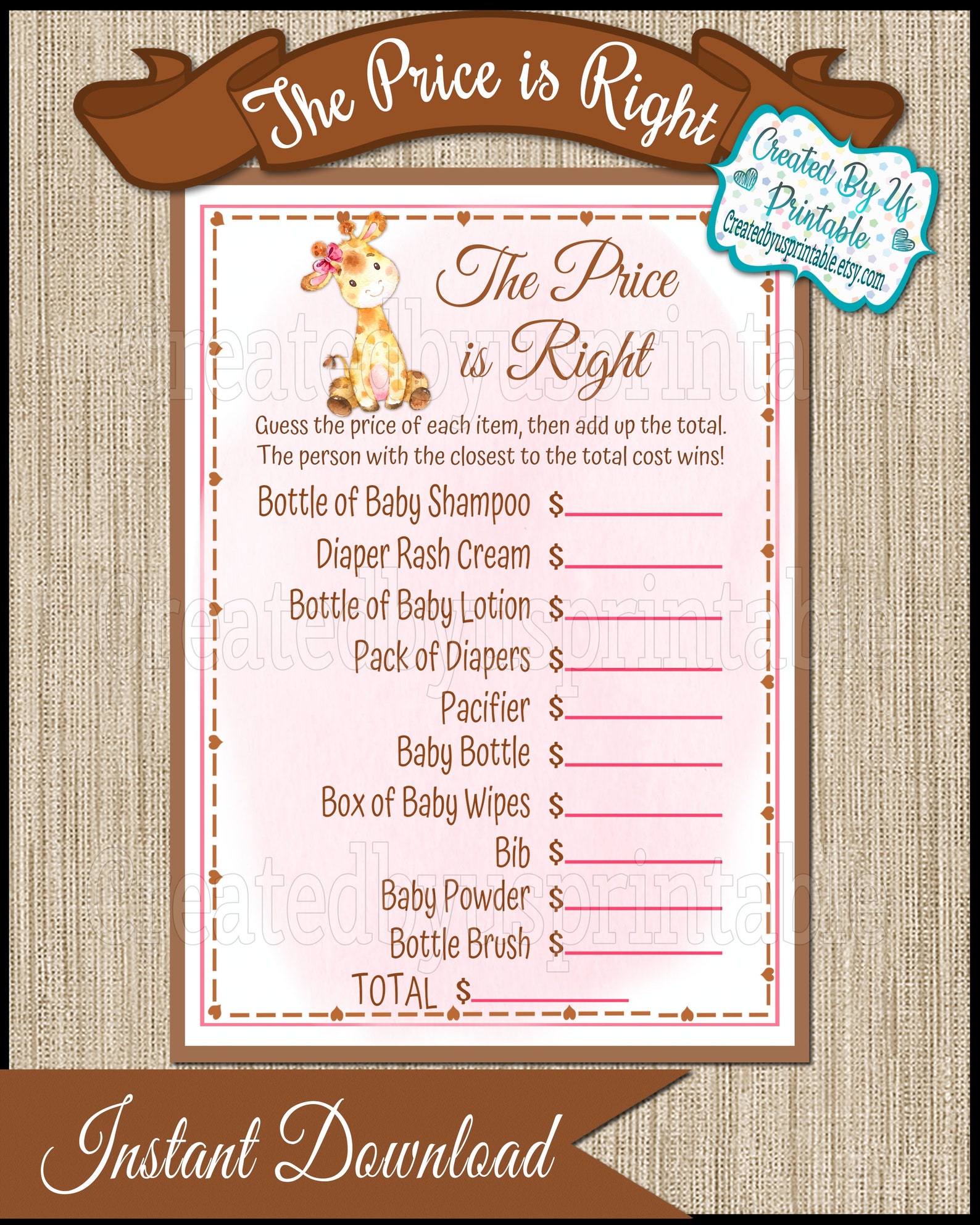 Giraffe Baby Shower Games Printable Game Bundle Package Baby Giraffe ...