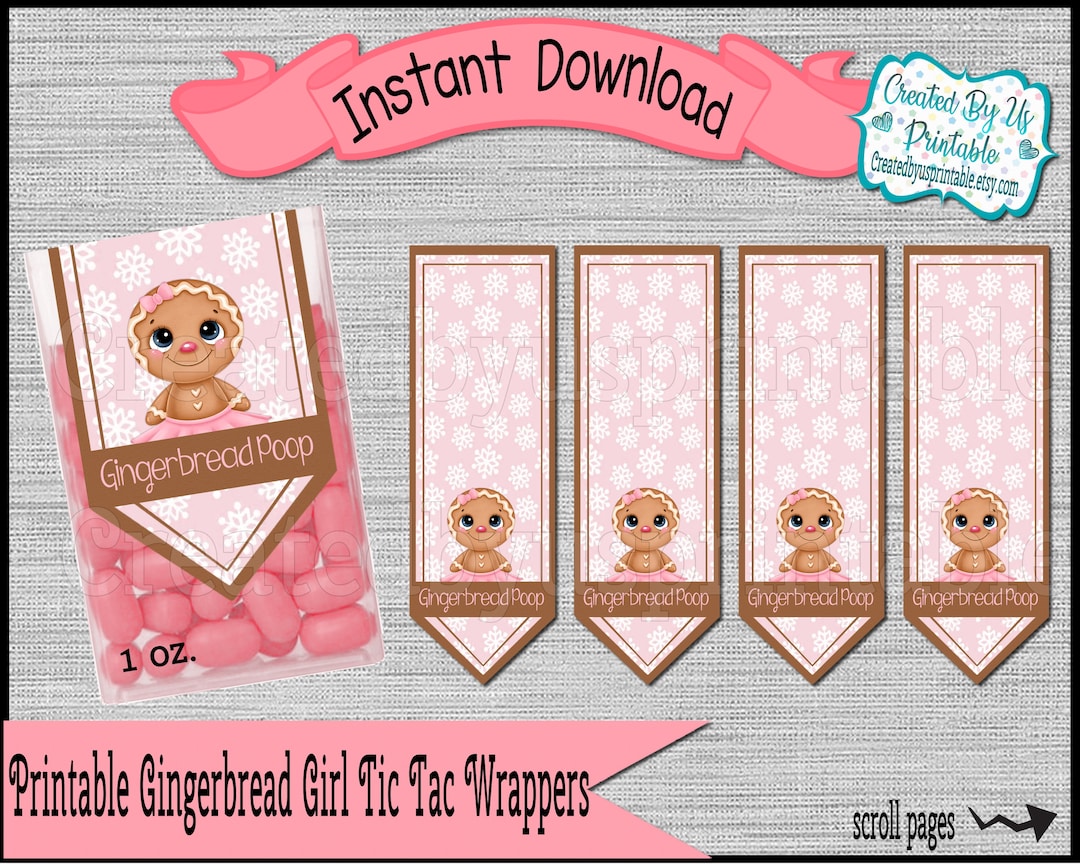 Girl Gingerbread Poop Mint Labels Christmas Candy Gifts Party Favor ...