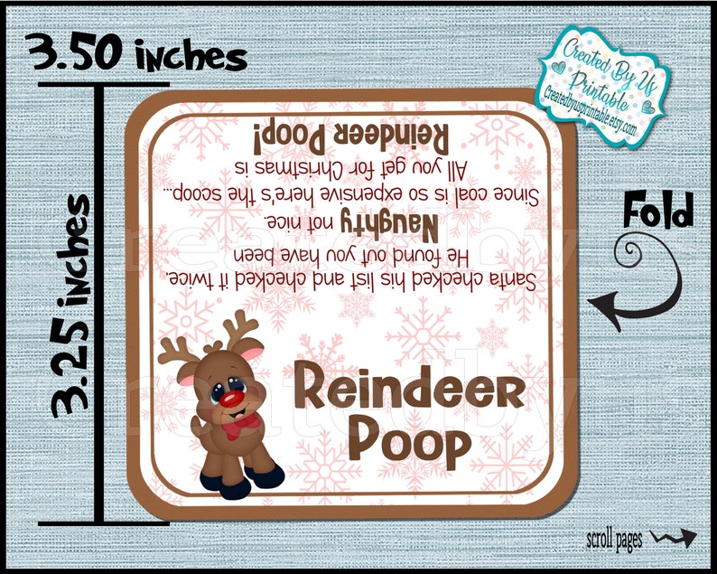 Reindeer Poop Bag Toppers Treat Bag Topper Printable Christmas Topper ...