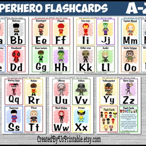 Superhero Printable Alphabet Flashcards ABC Superhero Memory Game ...