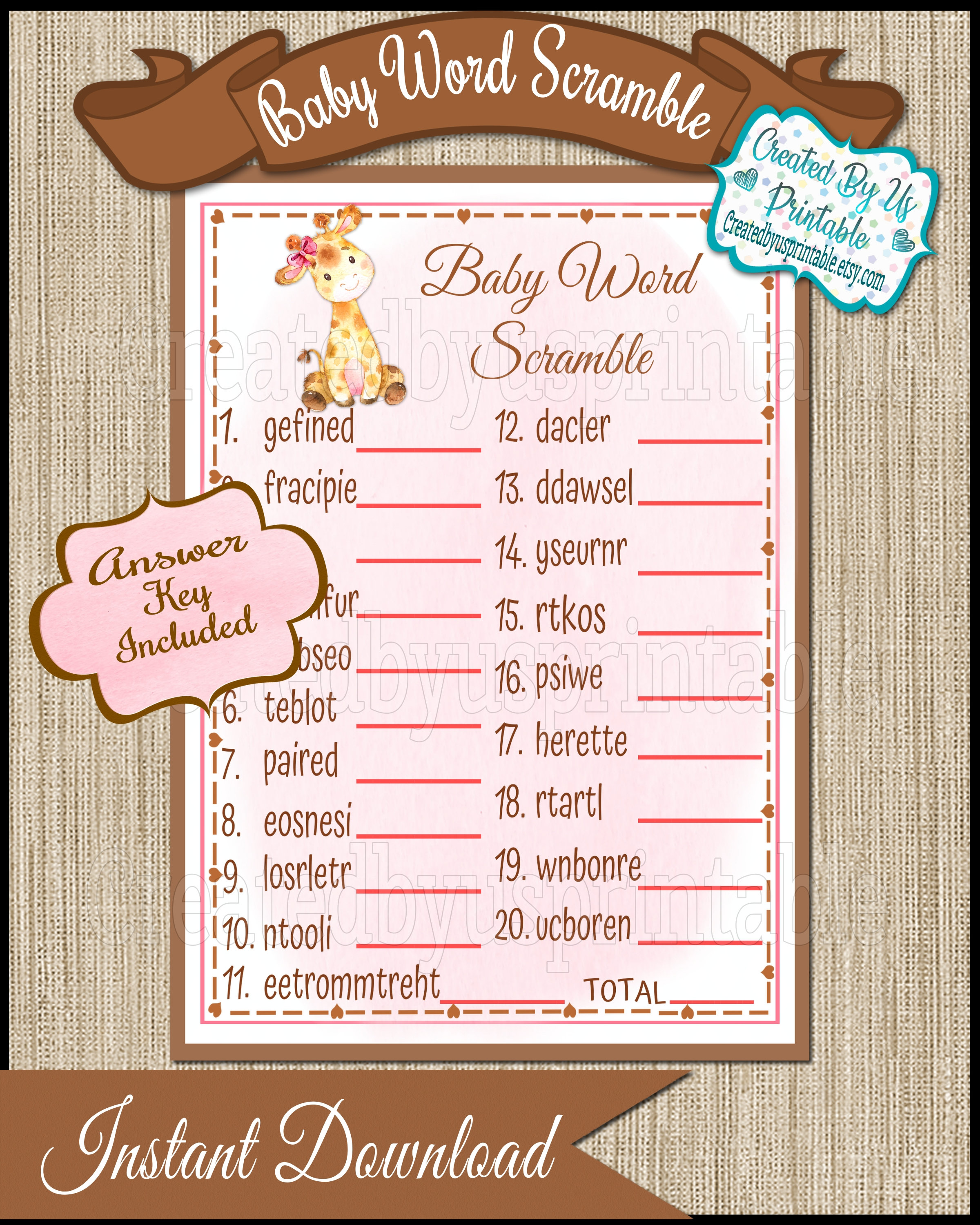 Giraffe Baby Shower Games Printable Game Bundle Package Baby - Etsy