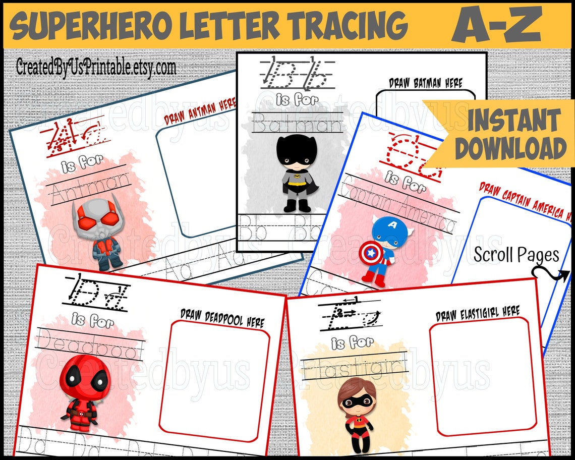 26 Childrens Printable Alphabet Alphabet Superhero Phonics - Etsy