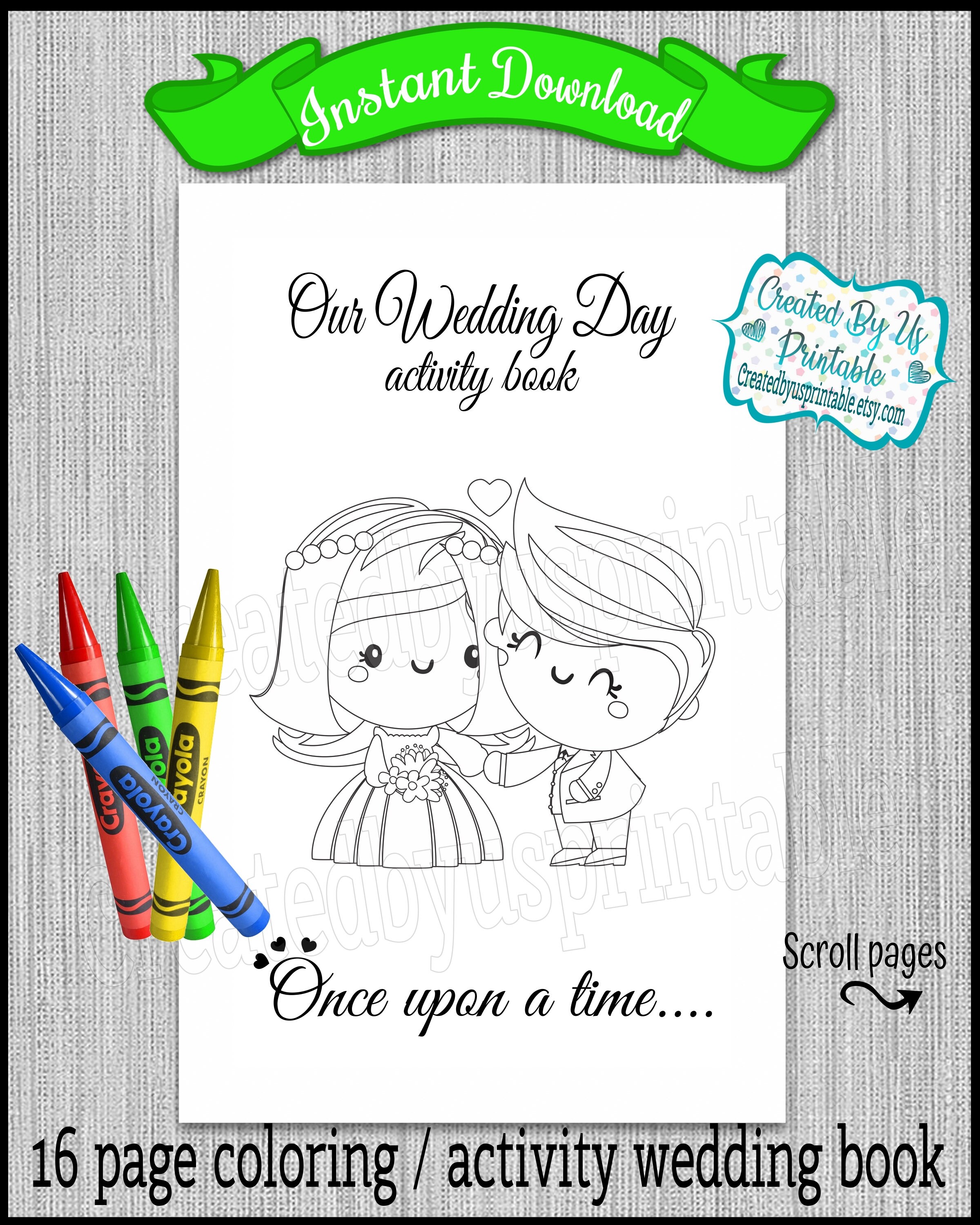 INSTANT DOWNLOAD Kids Activity Wedding Book 16 Page Coloring Book ...