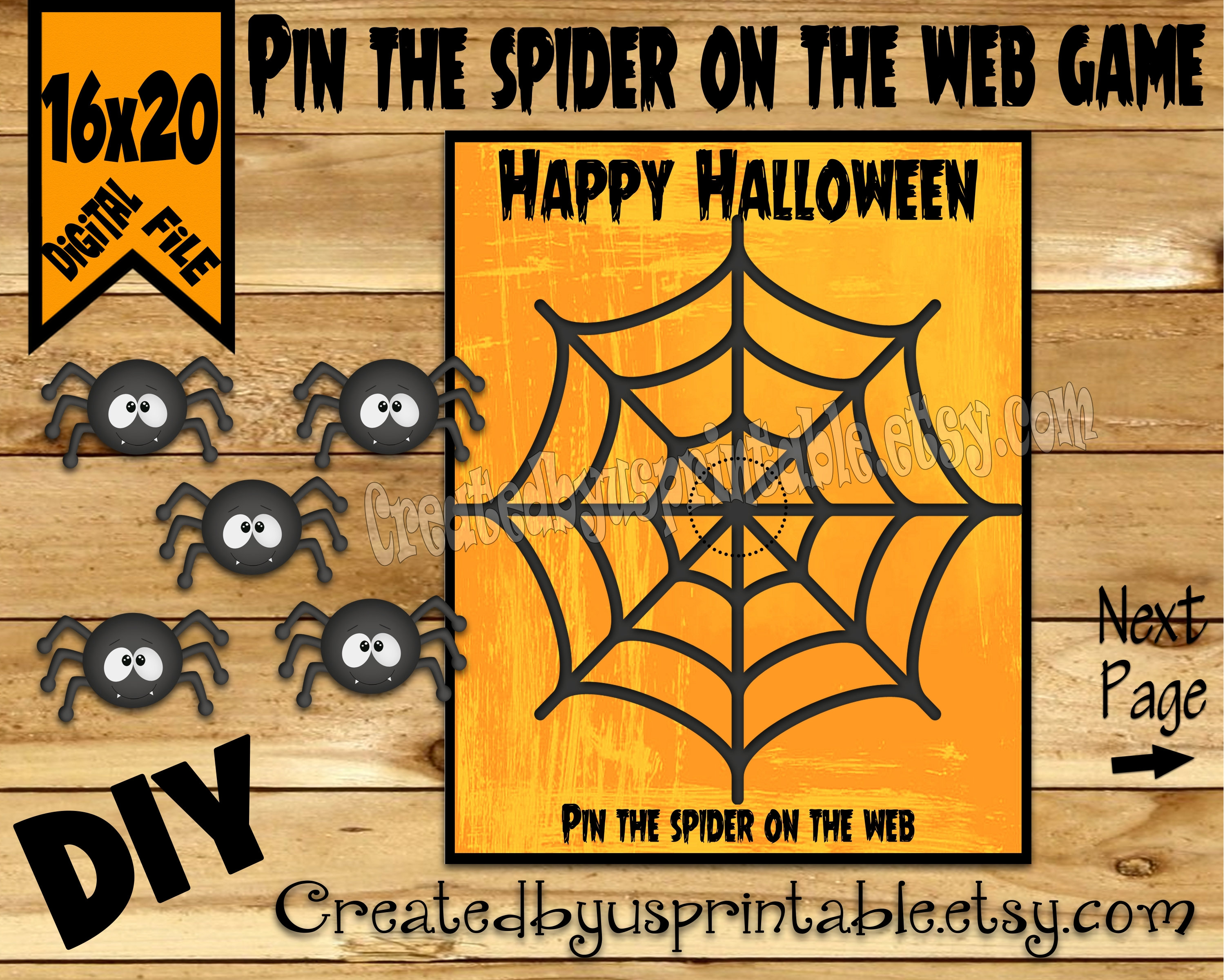 Pin the spider on the web game INSTANT DOWNLOAd Halloween | Etsy