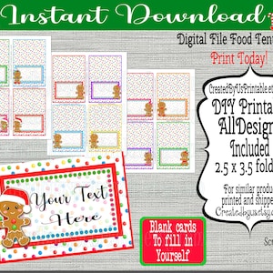 Gingerbread House Candy Signs Gingerbread Man Food Tent Card INSTANT ...