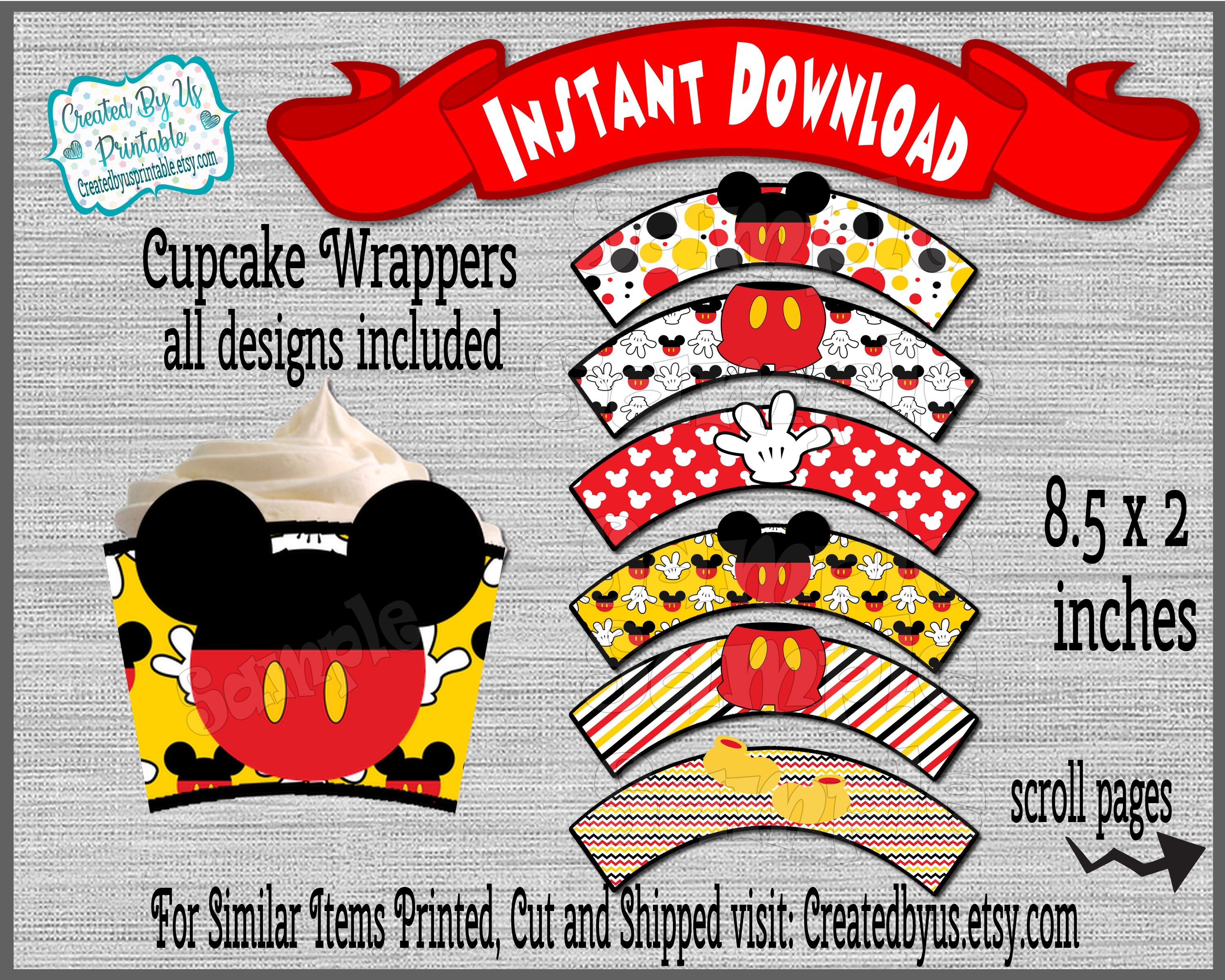 Mickey Mouse Cupcake Wrappers Mickey & Minnie DIY Cupcake Toppers