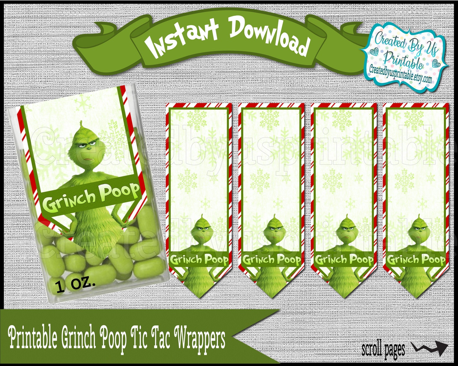 Grinch Poop party favors Grinch Tic Tac labels Merry Grinchmas | Etsy