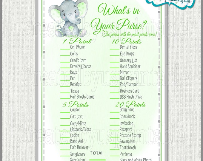 Elephant Baby Shower Games Package, Printable INSTANT DOWNLOAD Digital ...