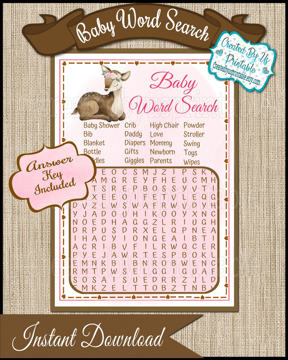 Deer Baby Shower Games Printable Game Bundle Package Baby Deer | Etsy