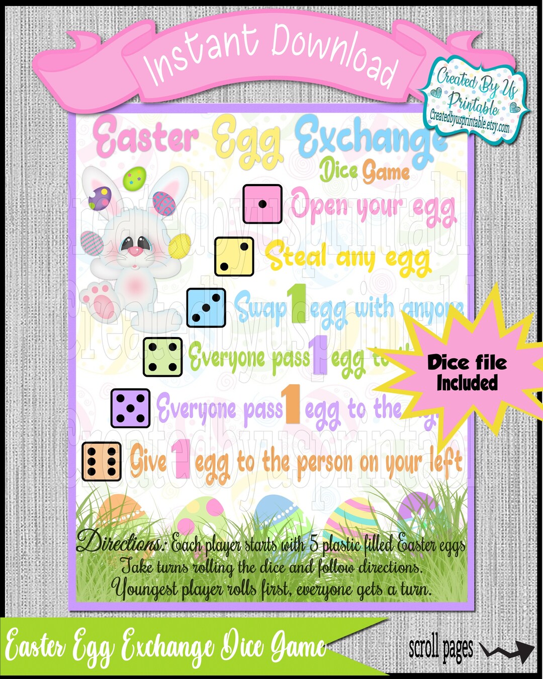 Easter Egg Exchange Dice Game Easter Party Game School Easter Activity ...