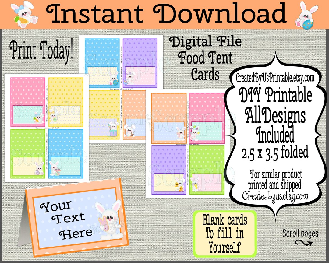 INSTANT DOWNLOAD Easter Food Tent Card EDITABLE Easter Place Card ...