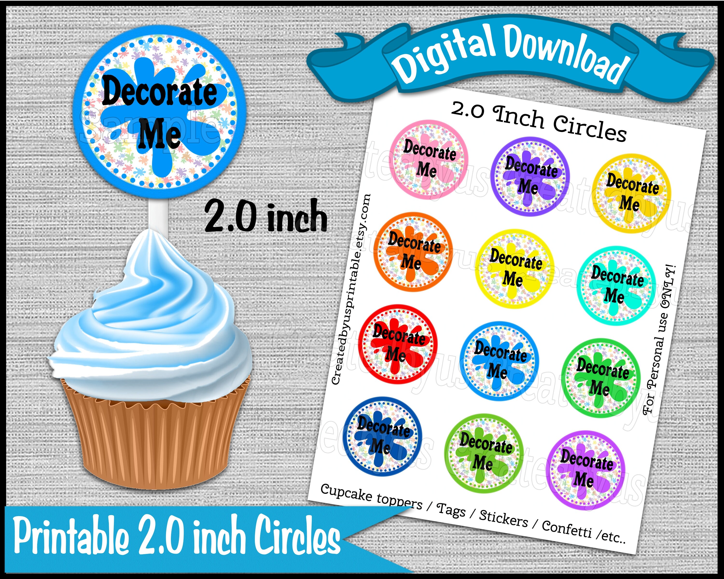 Art Party Cupcake Toppers